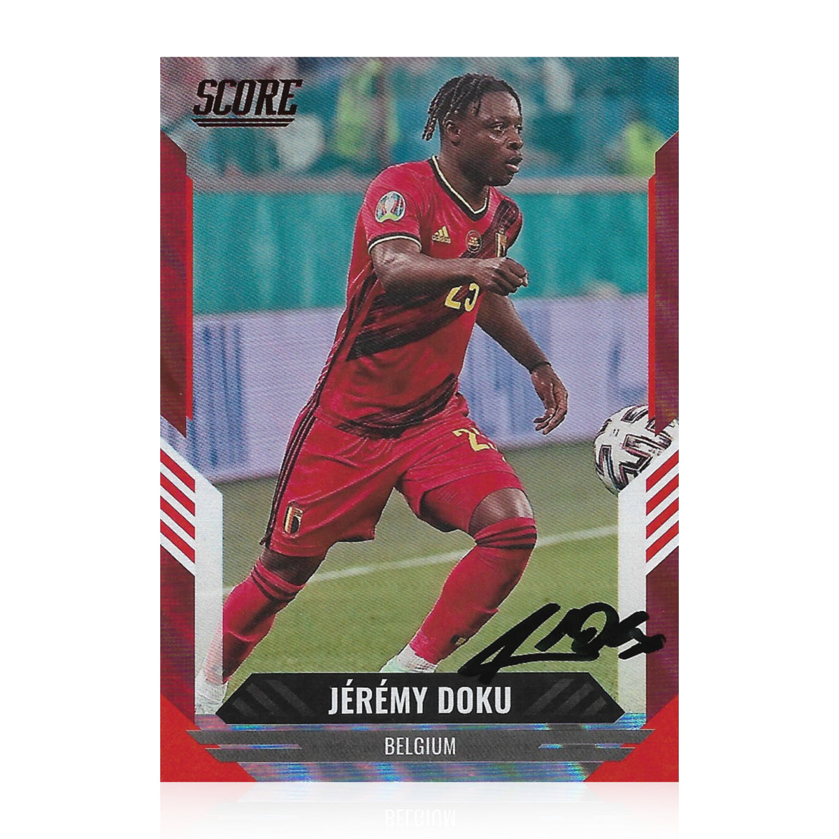 Jeremy Doku Signed 2021/22 Panini FIFA Score Belgium Red Lava #19 – The ...
