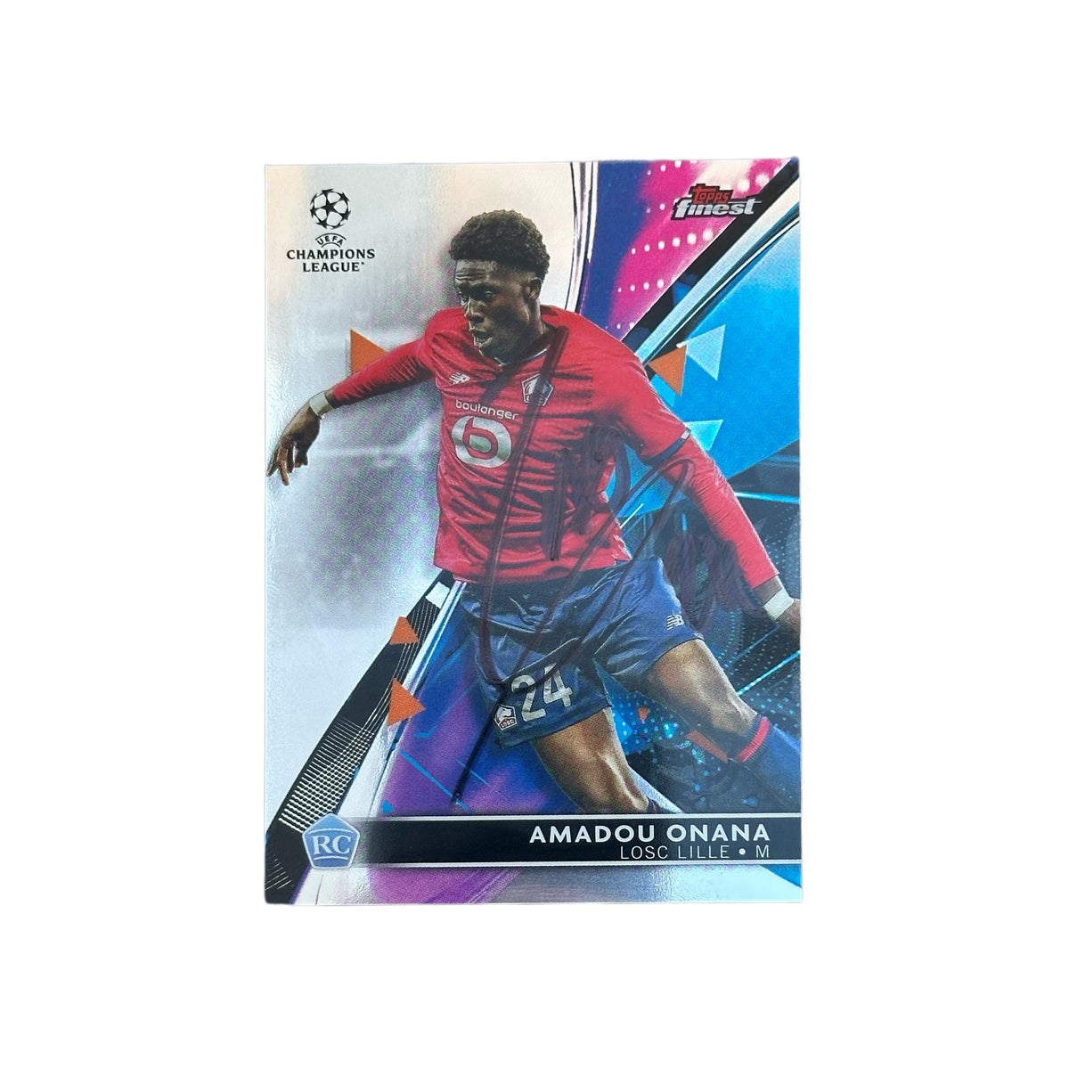 Amadou Onana Signed Topps Finest UCL Amadou Onana Rookie Trading Card ...